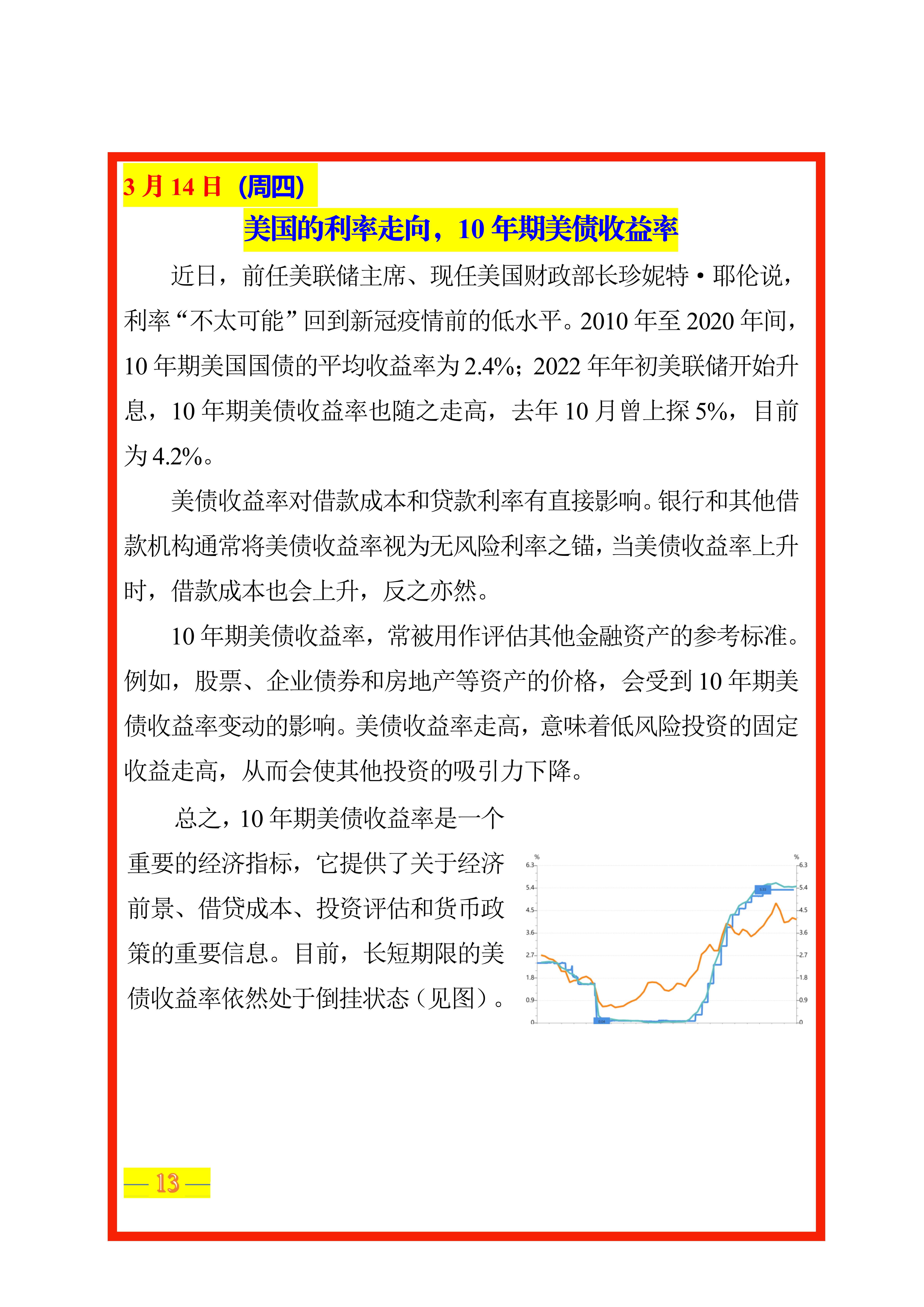 中国国际贸易促进委员会江苏省分会 周讯 美国的利率走向,10年期美债收益率